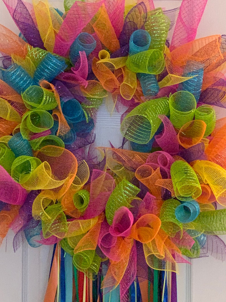 Fiesta wreath celebration wreath multicolored wreath party | Etsy
