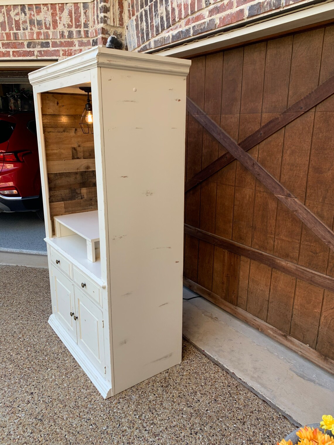Distressed/antique White Beverage Armoire Bar - Etsy