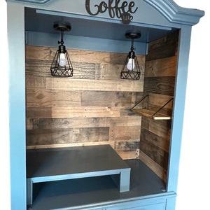 Coffee and Wine Bar, Farmhouse, Greyish-blue Cabinet, Coffee Armoire - Etsy