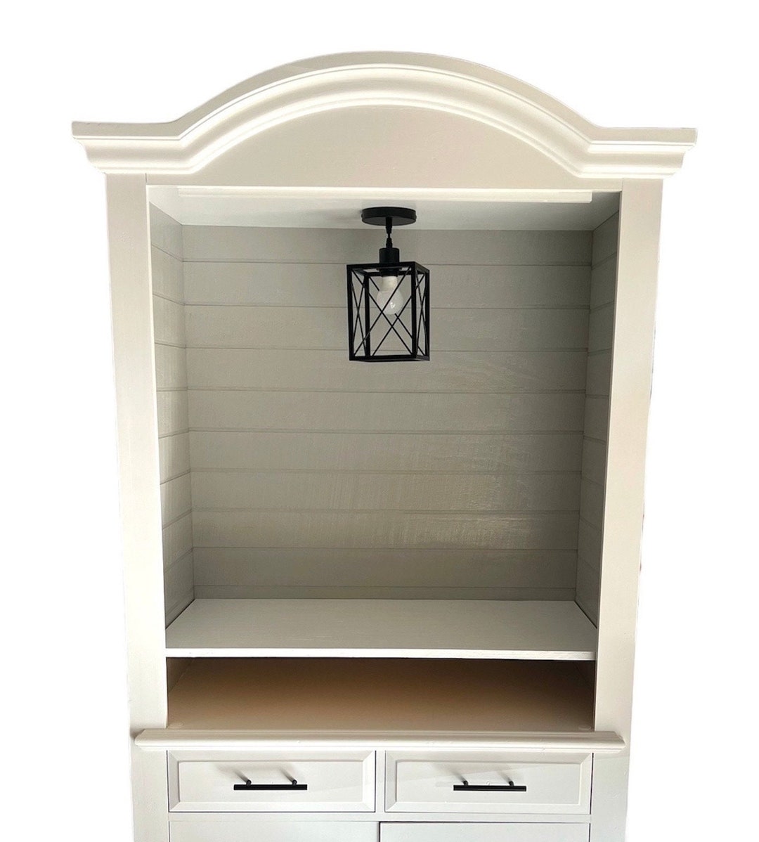 Bright White Coffee Hutch, Silver Pointe Shiplap Wood Board, Beverage ...