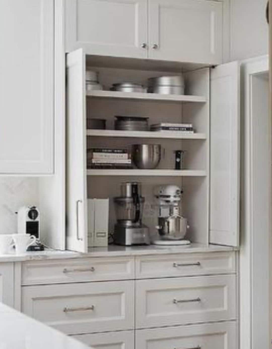 ONE UNIT: Upper and Lower Custom Kitchen Cabinet, Sliding Pocket Door Pantry, Lower Two Drawer ...