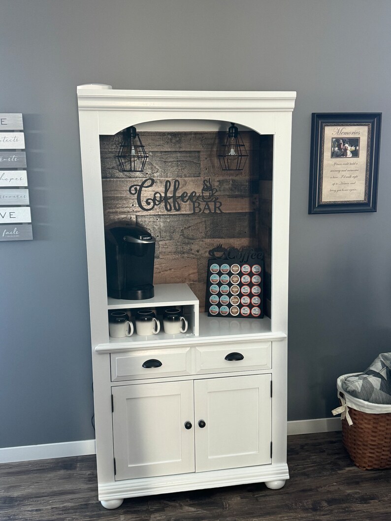 White Coffee Hutch, Morning Coffee, Vintage Hutch, Vintage Cabinet ...