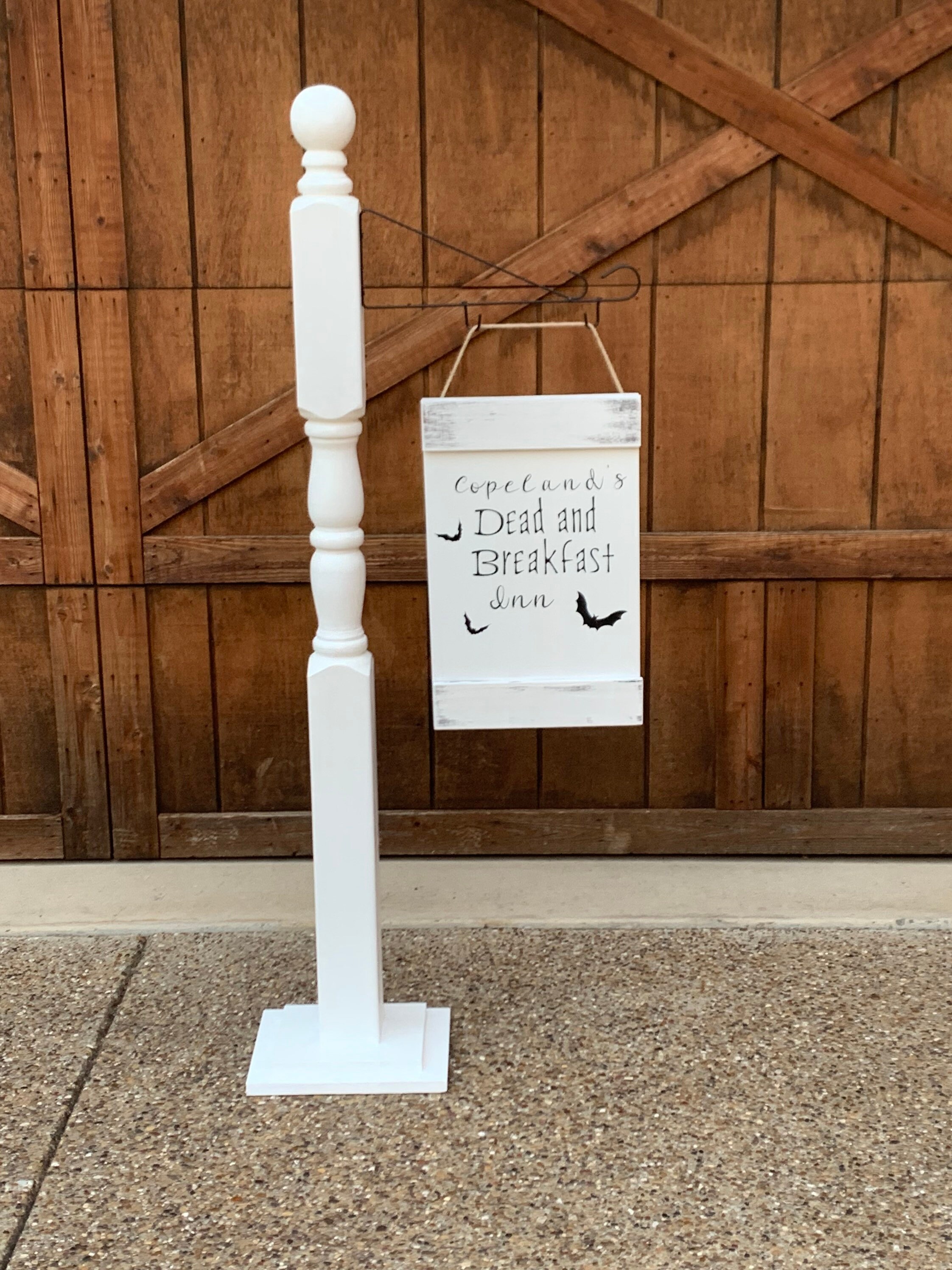 Banister Post & Halloween Sign Wood Stake Sign Holder - Etsy
