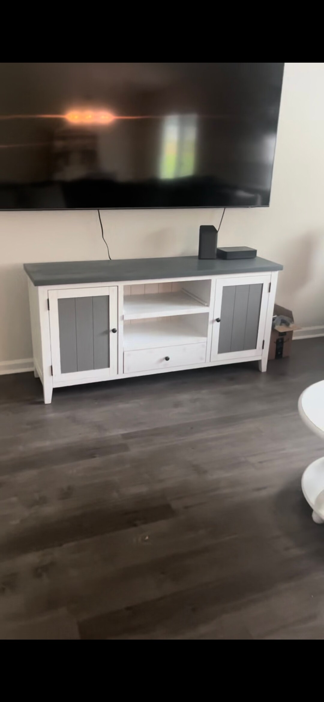 White and Gray Distressed Tv Stand, Sideboard, Entertainment Stand ...