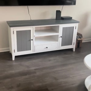 White and Gray Distressed Tv Stand, Sideboard, Entertainment Stand ...