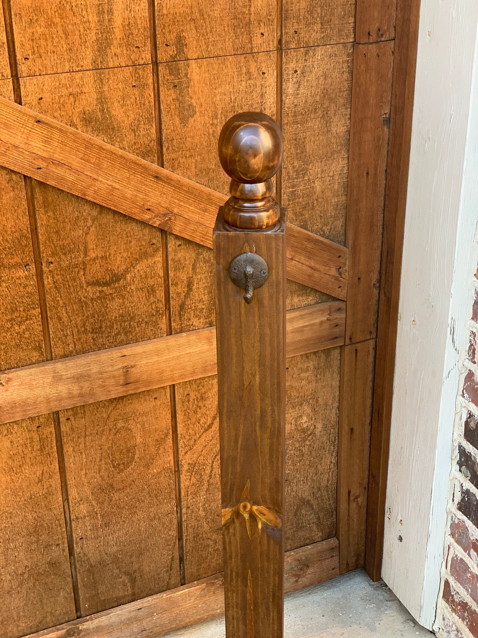 Wooden Banister With Hook for Front Entry Way, Porch Sign Post, Front ...