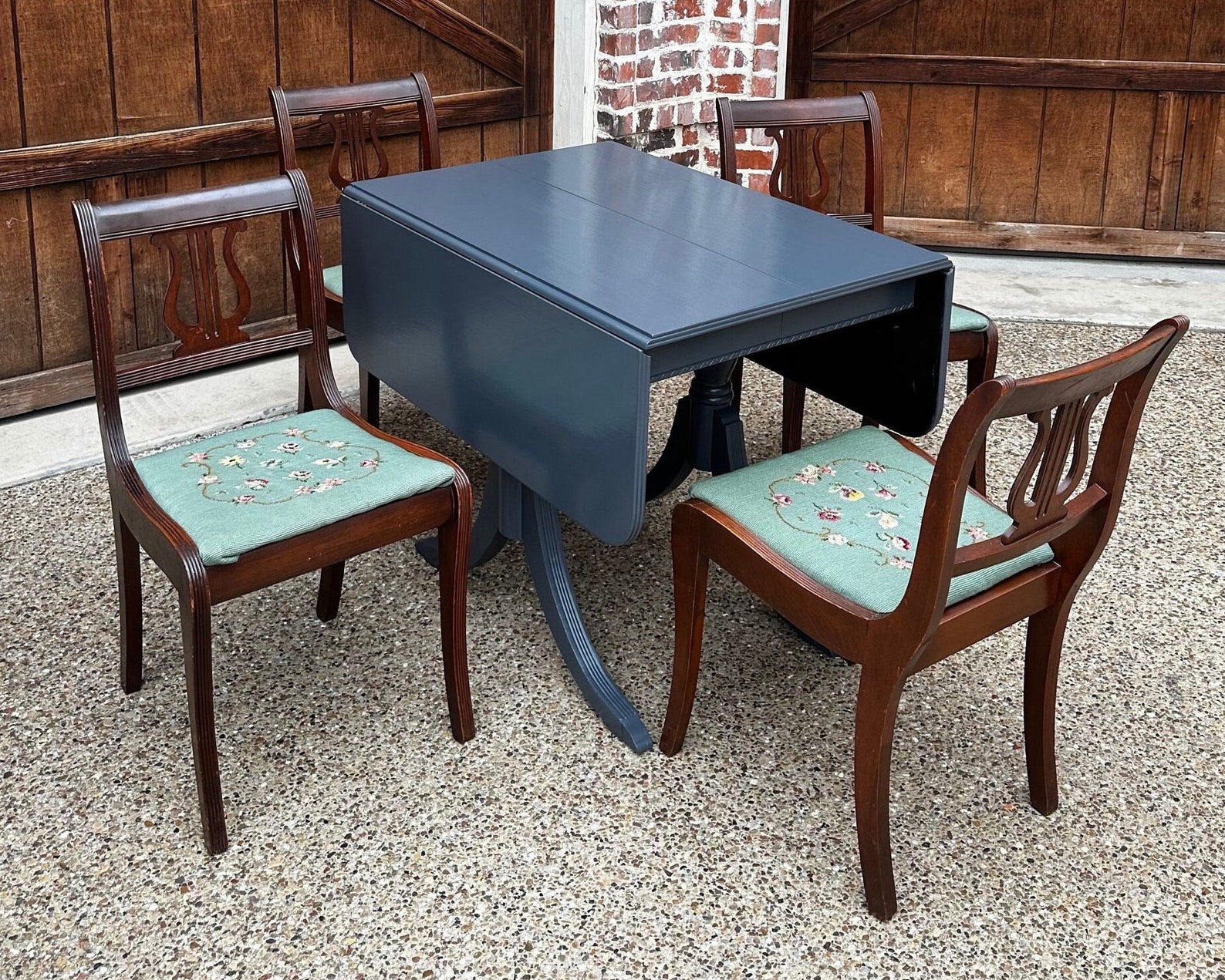 Duncan Phyfe Drop Leaf Table and Chair Set, Vintage Table, Sage Green ...