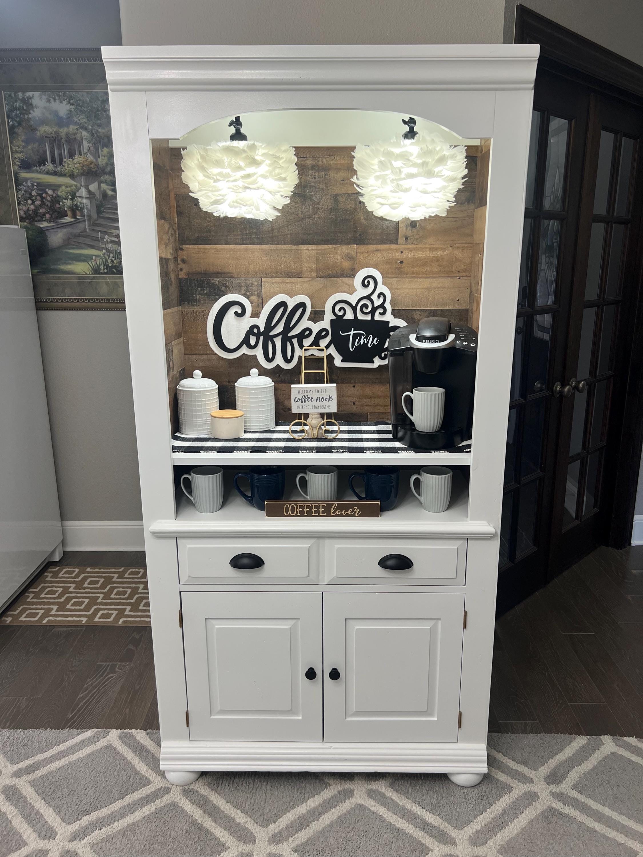 White Broyhill Coffee Hutch, Coffee Bar, Beverage Station - Etsy