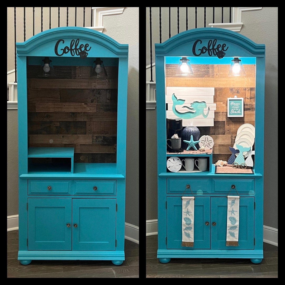 Beach Decor, Figi Color Coffee Cabinet, Coastal Themed Hutch - Etsy