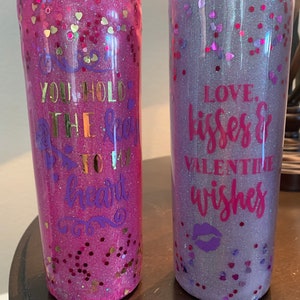 Valentine's Tumbler, Pink and Purple Glitter Cups - Etsy