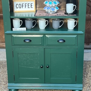 Hunter Green Coffee Bar, Beverage Cabinet, Broyhill Hutch, Coffee and ...