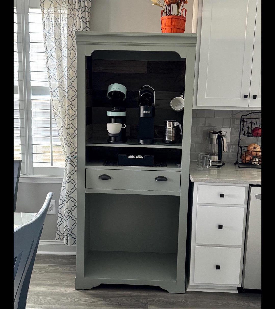 Evergreen Fog Broyhill Coffee Hutch, Fridge Space Lower Cabinet, Barn ...