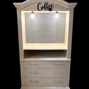 Antique White Coffee Hutch, Beverage Bar, Coffee Armoire With Drawers ...