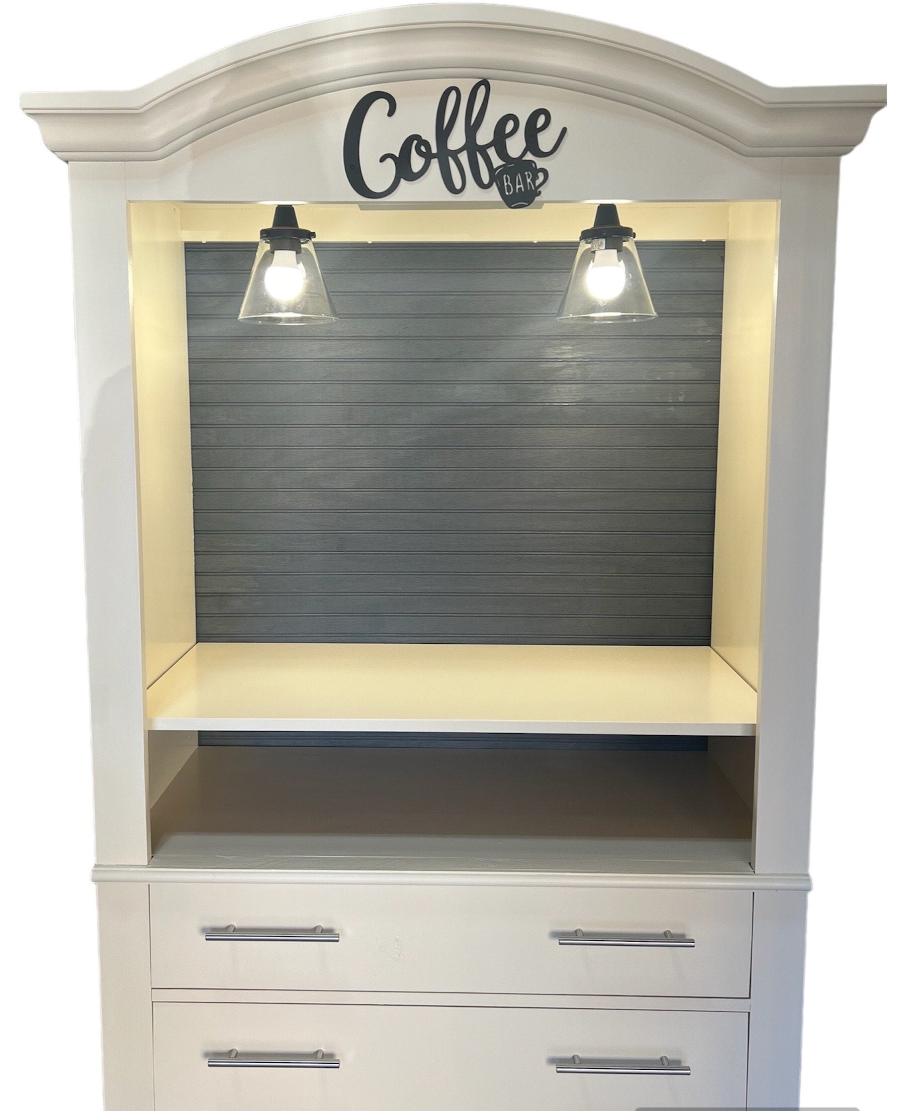 Antique White Coffee Hutch, Beverage Bar, Coffee Armoire With Drawers ...