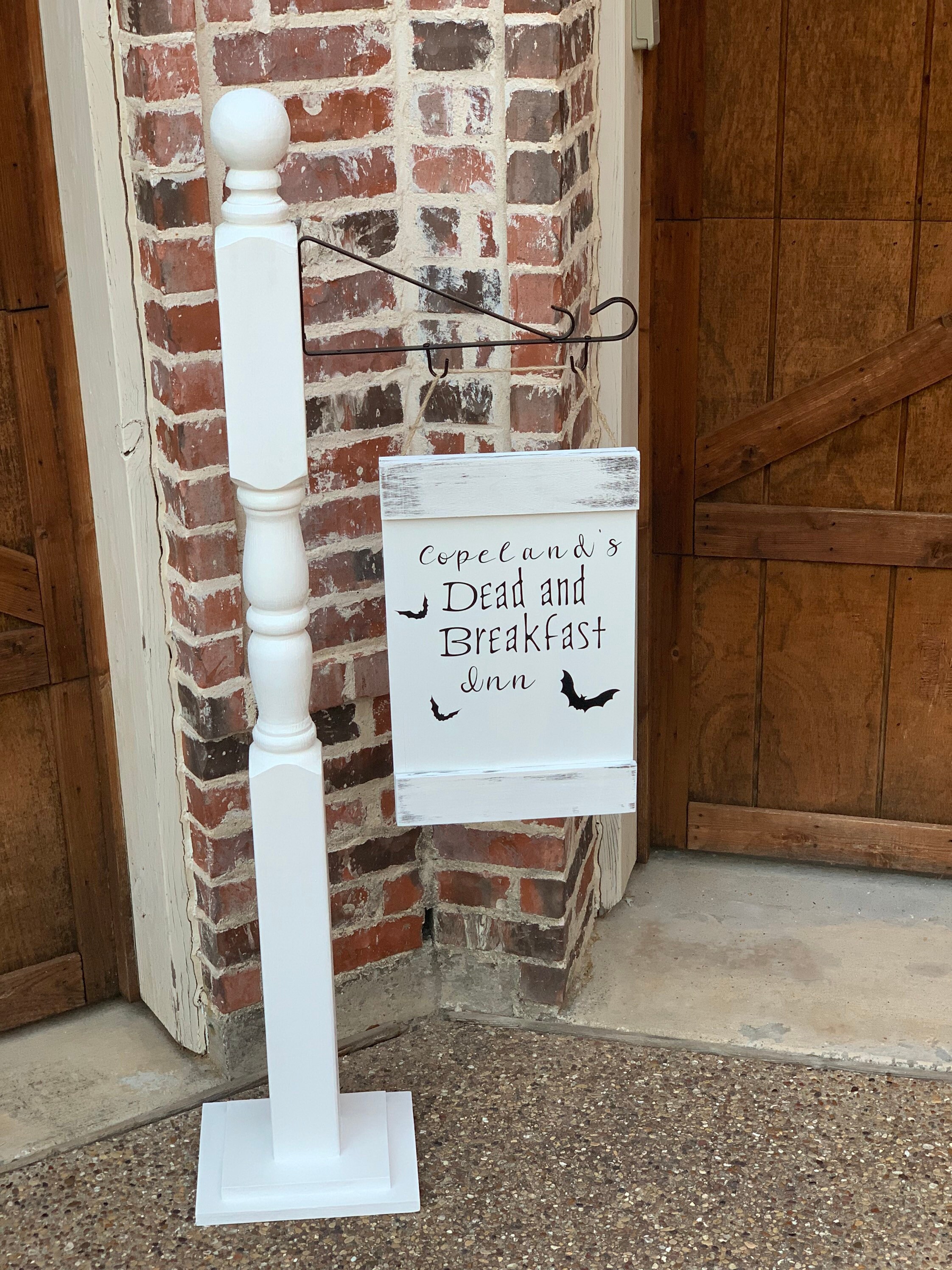 Banister Post & Halloween Sign Wood Stake Sign Holder - Etsy