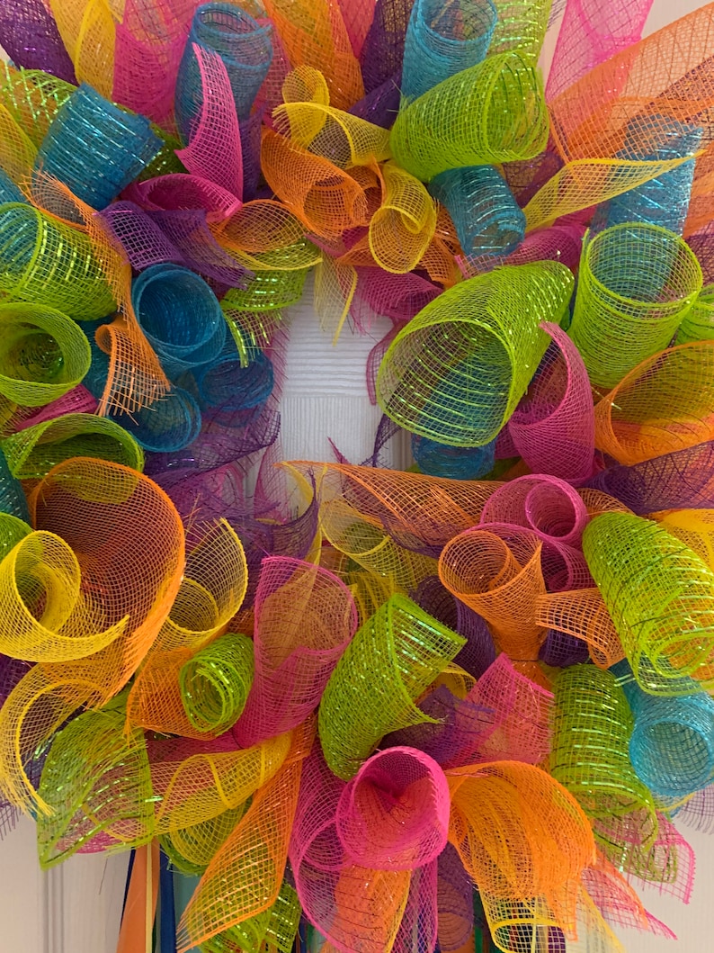 Fiesta wreath celebration wreath multicolored wreath party | Etsy