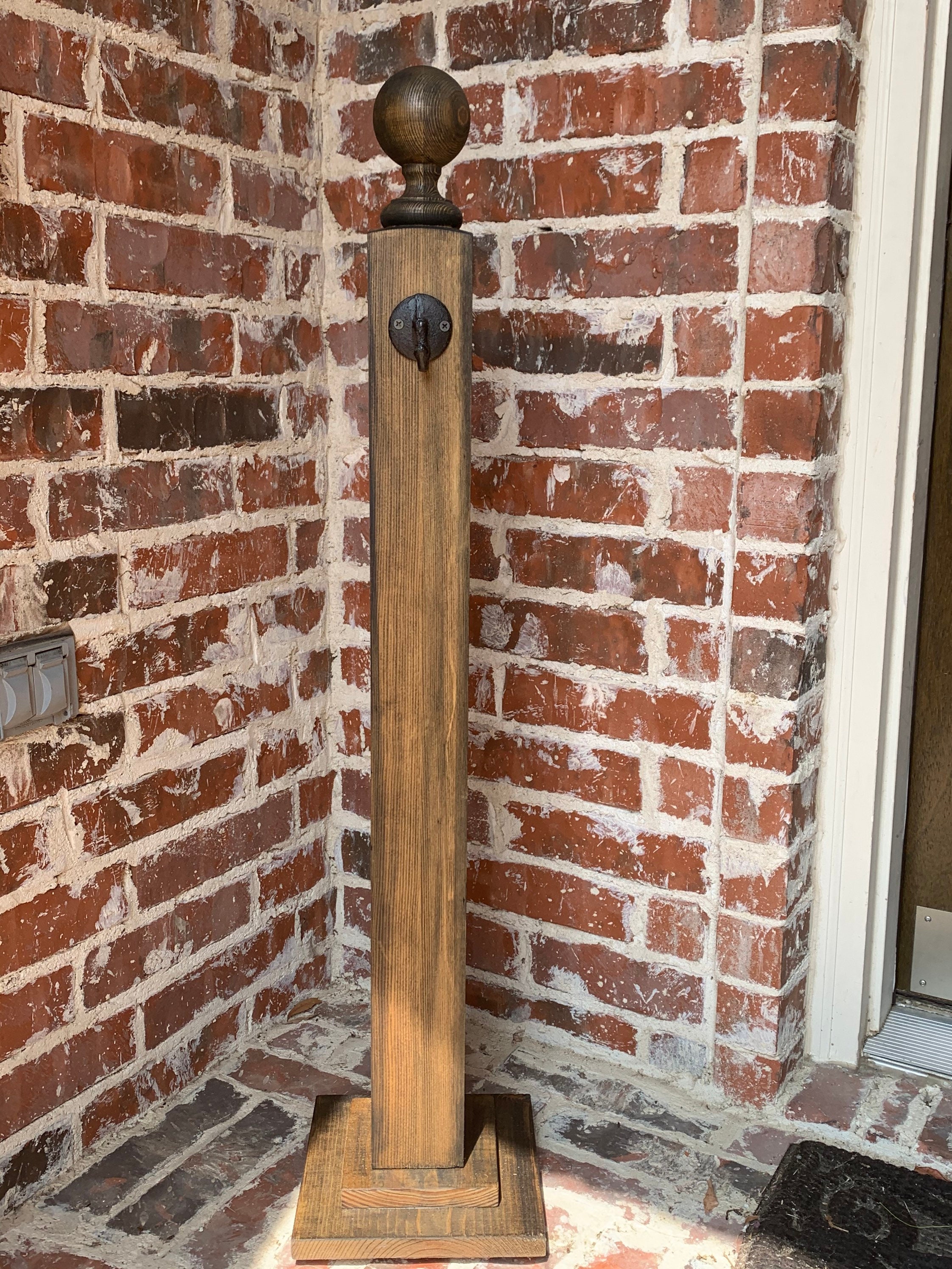 Wooden Banister With Hook for Front Entry Way, Porch Sign Post, Front ...