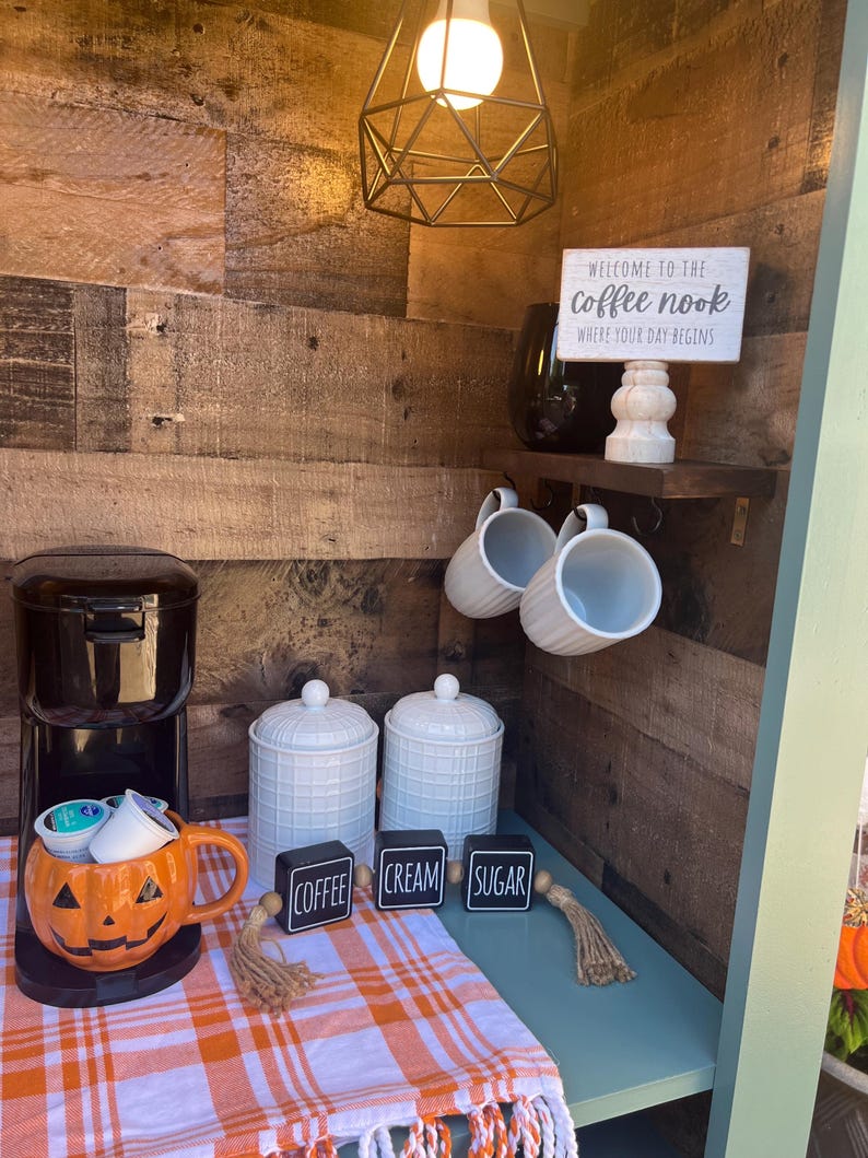 Blue-green Broyhill Coffee Hutch, Coffee Bar, Beverage Station, Fall ...