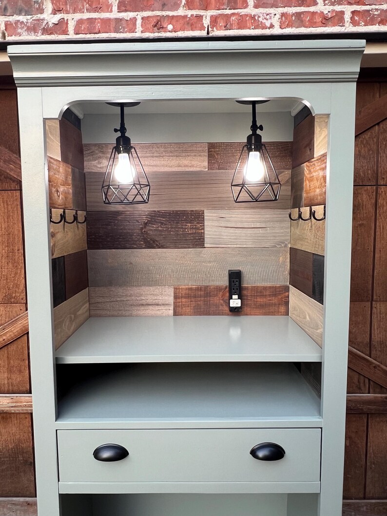 Evergreen Fog Broyhill Coffee Hutch, Fridge Space Lower Cabinet, Barn ...