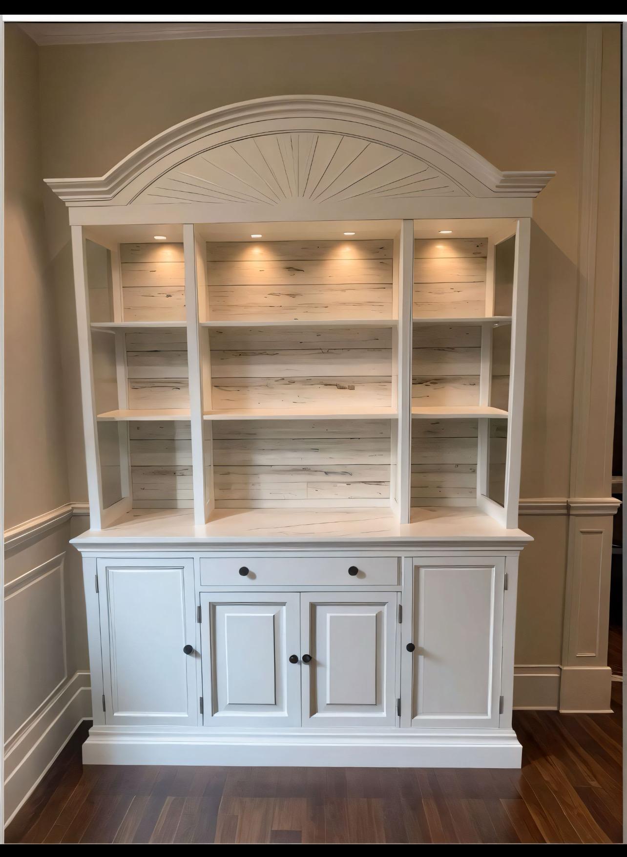 Vintage Hutch With Removable Glass Shelving, Two Piece Hutch, Painted ...