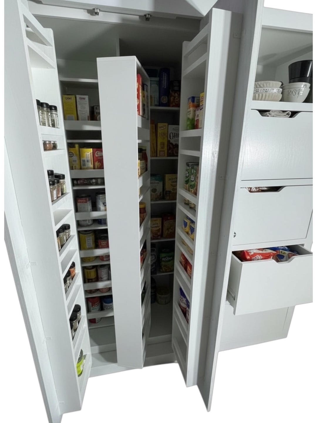 Oak Wood, Food Storage Pantry Cabinet With Expandable Shelving and ...
