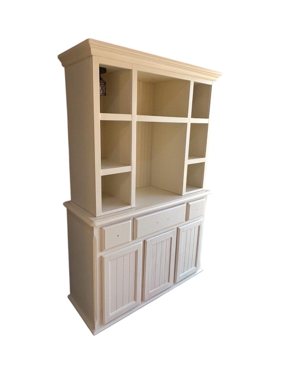 Vintage Hutch, Two Piece Hutch, Antique White With Dimming Lights ...