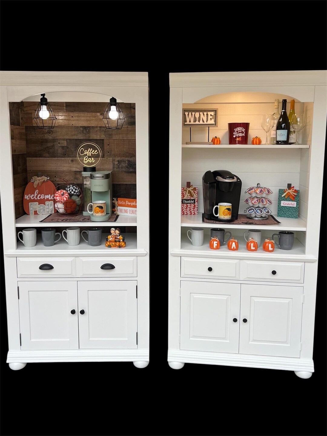 Custom Designed Coffee Bar Cabinets, Beverage Hutch, Armoire Cabinet ...