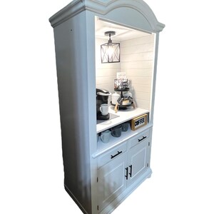 Bright White Coffee Hutch, Silver Pointe Shiplap Wood Board, Beverage ...