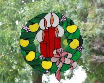 Stained Glass Christmas Wreath - Etsy
