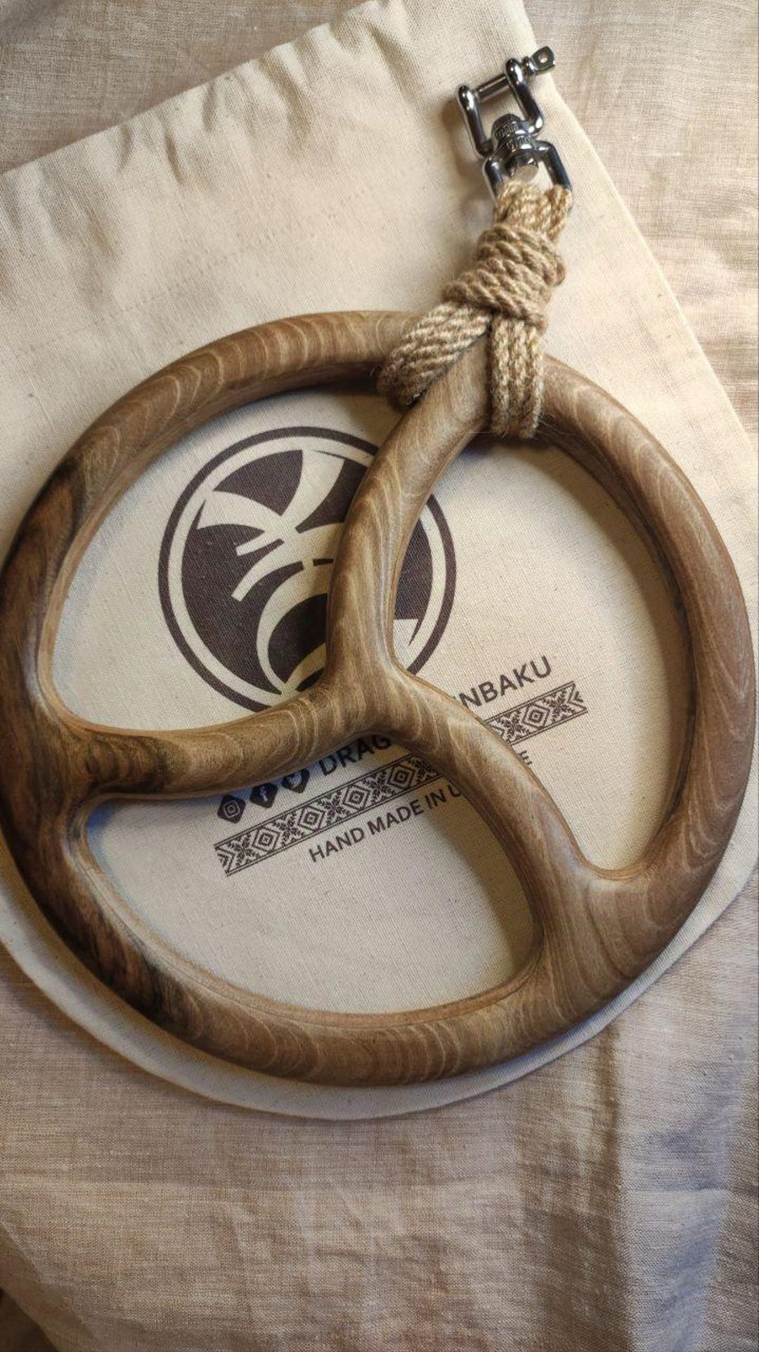 Ring "walnut Trixel" / Kinbaku Suspension Ring / Shibari Ring / Steel Core / Wooden Ring ...