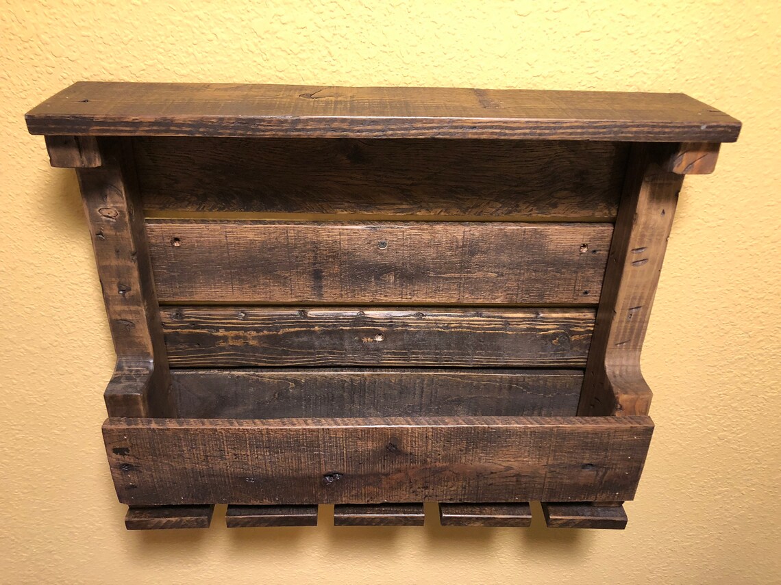 Rustic Reclaimed Wood Wine Rack and Wine Glass Holder | Etsy