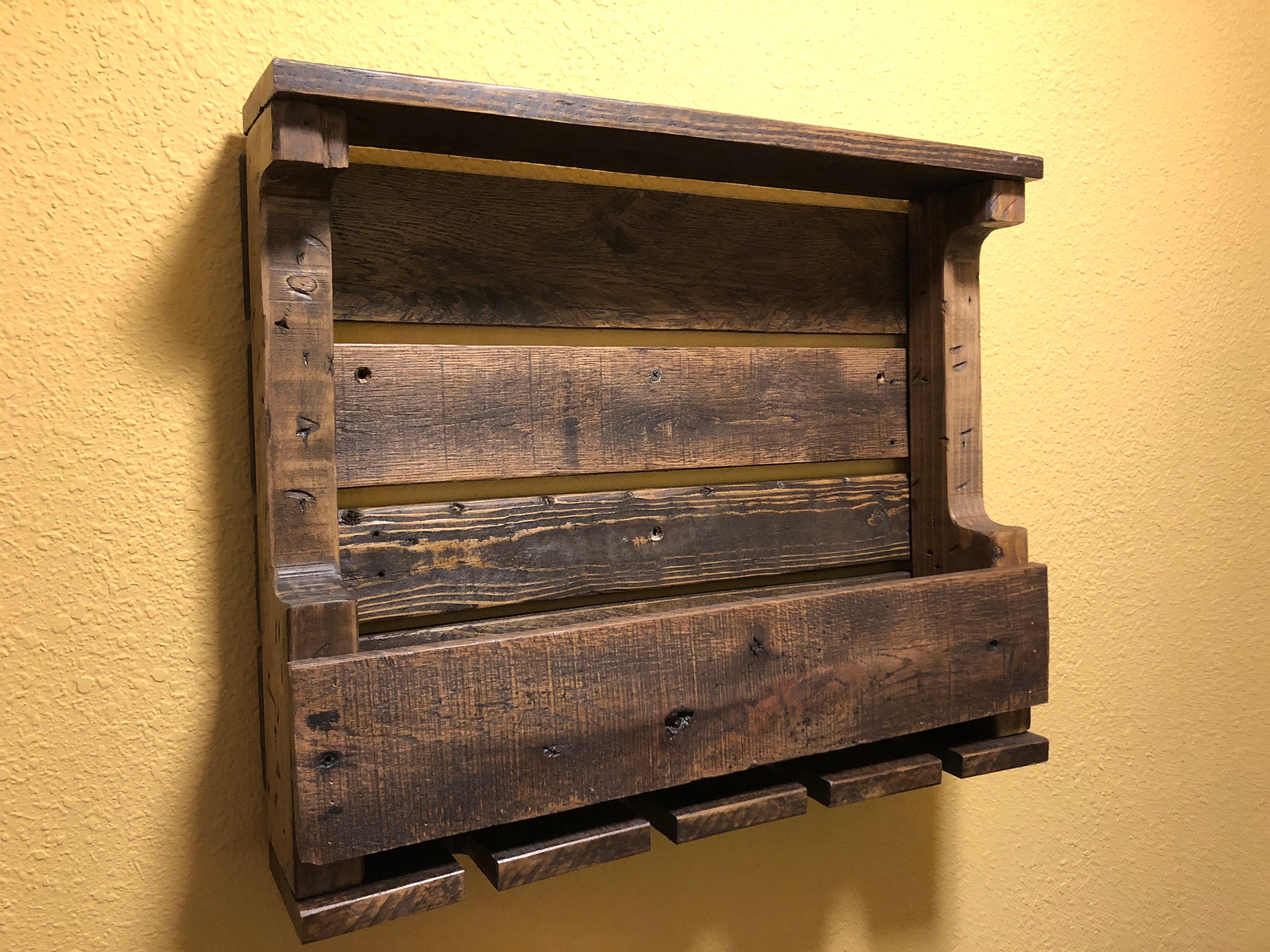 Rustic Reclaimed Wood Wine Rack and Wine Glass Holder | Etsy