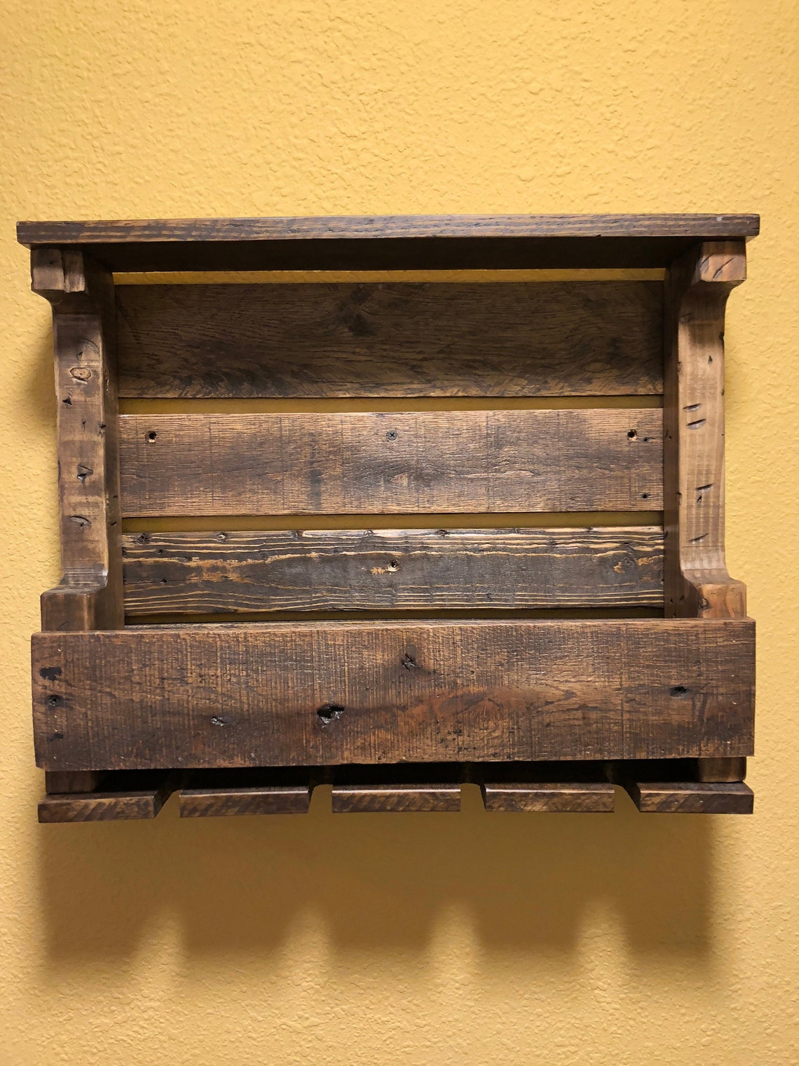 Rustic Reclaimed Wood Wine Rack and Wine Glass Holder | Etsy