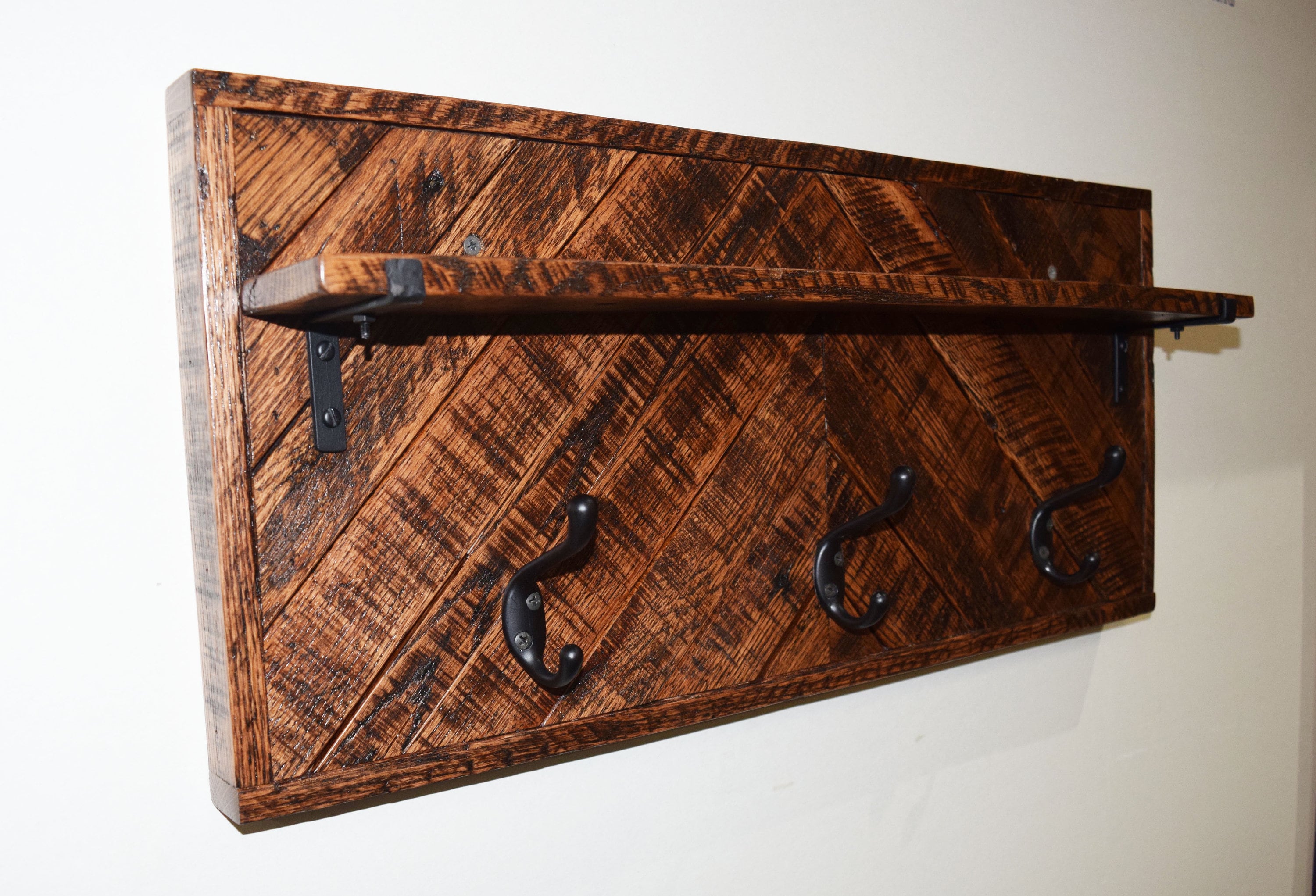 Rustic Reclaimed Wood Coat Hook Wall Coat Hook and Shelf - Etsy