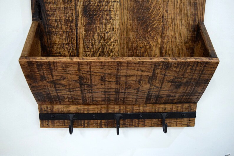 Rustic Reclaimed Wood Mail Organizer and Key Hook, Entryway Organizer ...