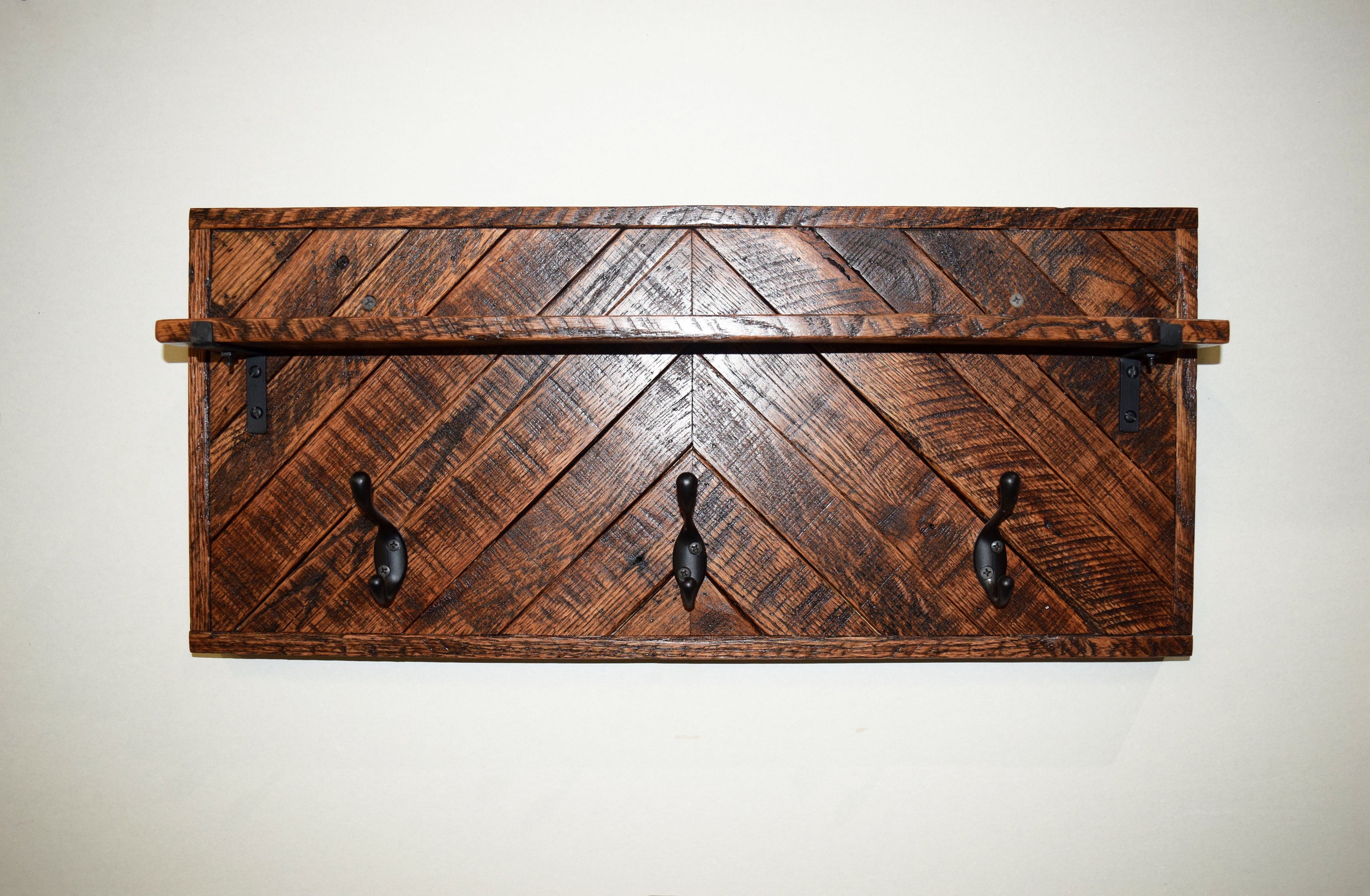Rustic Reclaimed Wood Coat Hook Wall Coat Hook and Shelf - Etsy