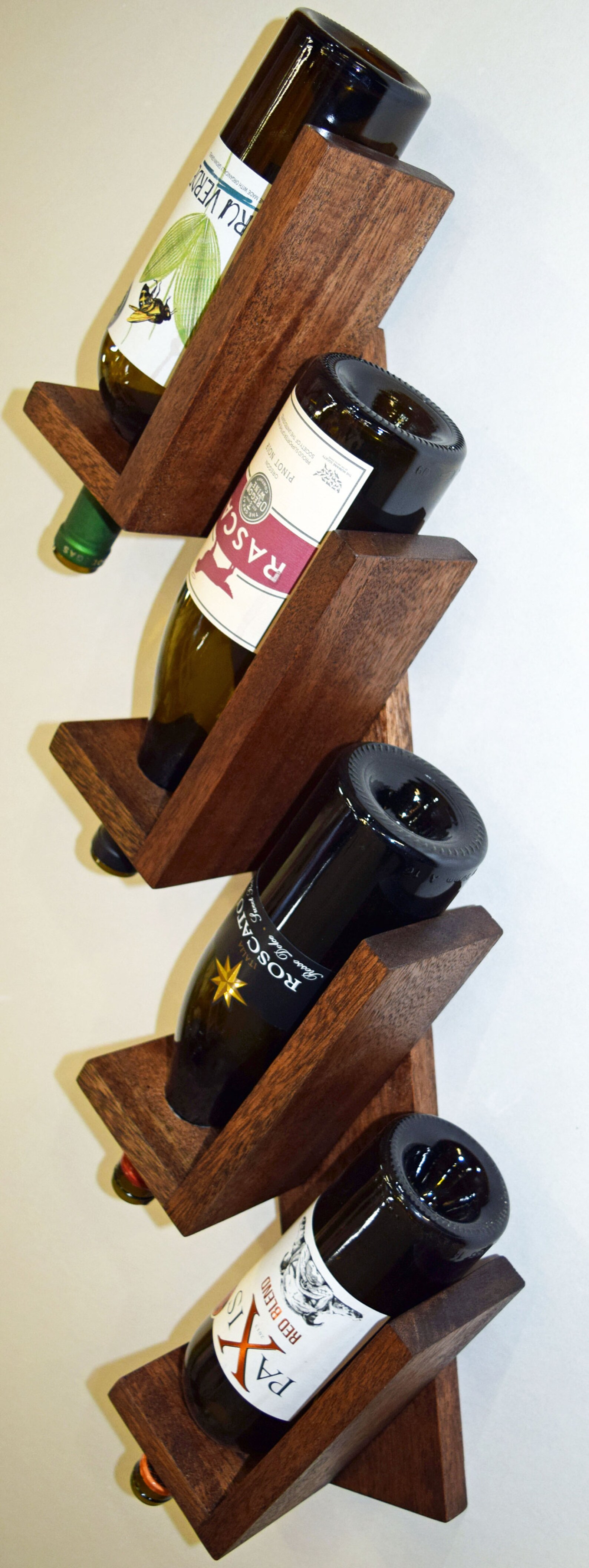 Vertical Wine Rack Mahogany Wood Modern Wall Mounting Wine | Etsy