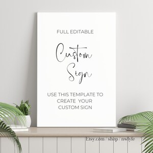 EDITABLE Custom Sign Template, Black and White Calligraphy, Baby Shower ...
