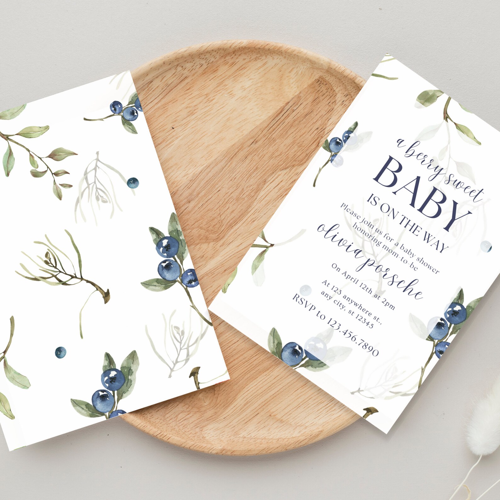 Blueberry Baby Shower Invitation, Editable Template, Berry Sweet Baby ...