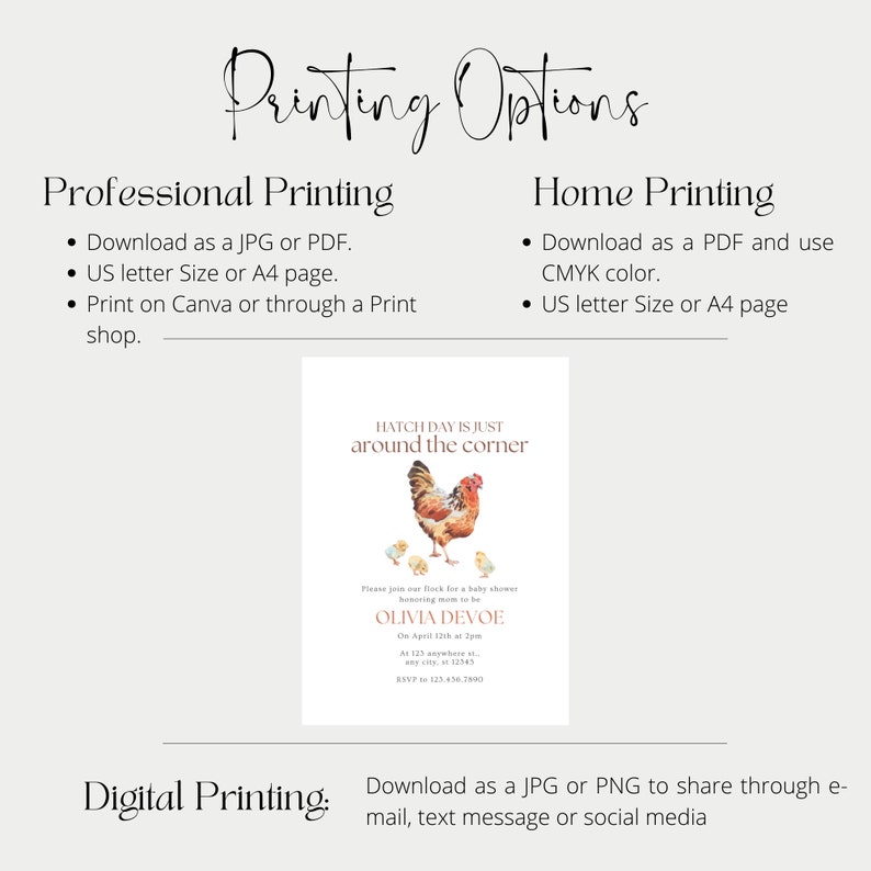 Chicken Invite, Editable Template, Chicken and Chicks, Ranch Stationary ...