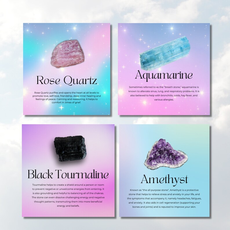 Editable Crystal Meaning Cards: Printable Gemstone Templates (digital ...