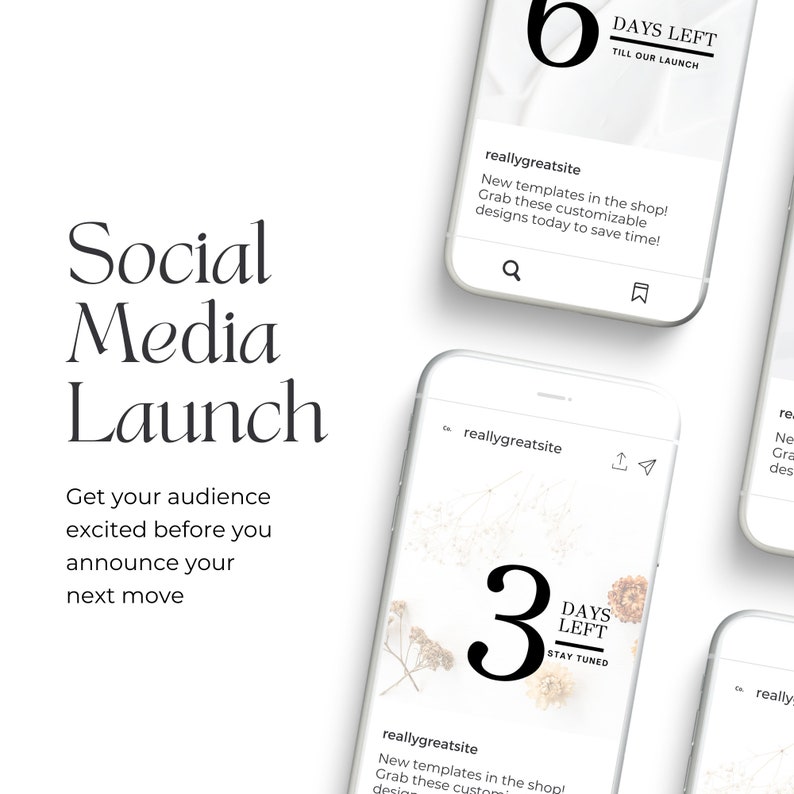 Editable 7 Day Launch Instagram Posts, Minimalist Template, Countdown ...