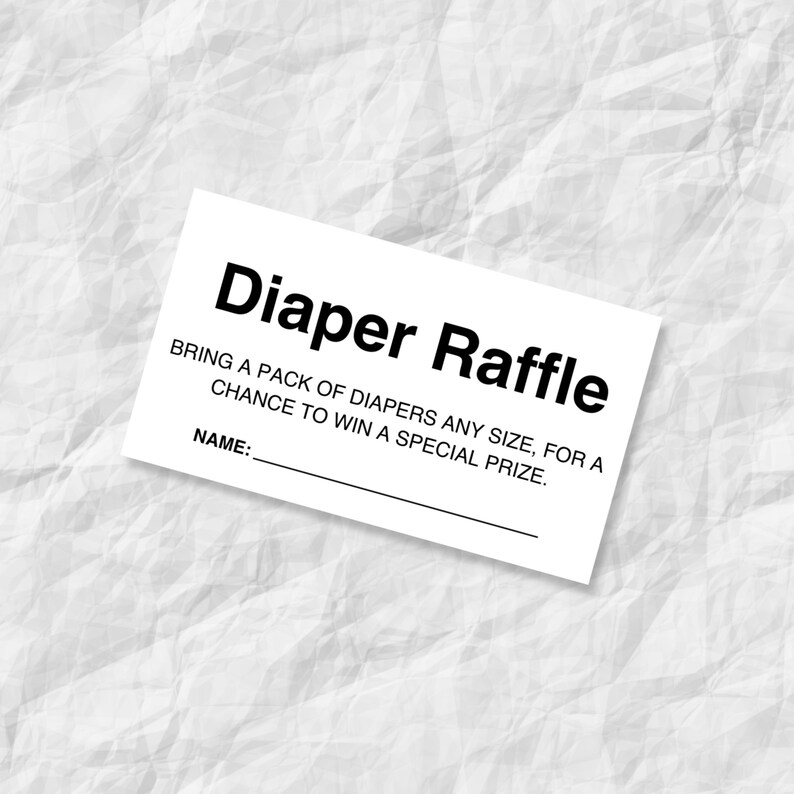 Printable Diaper Raffle Ticket and Sign Set, Baby Shower Games, Digital ...