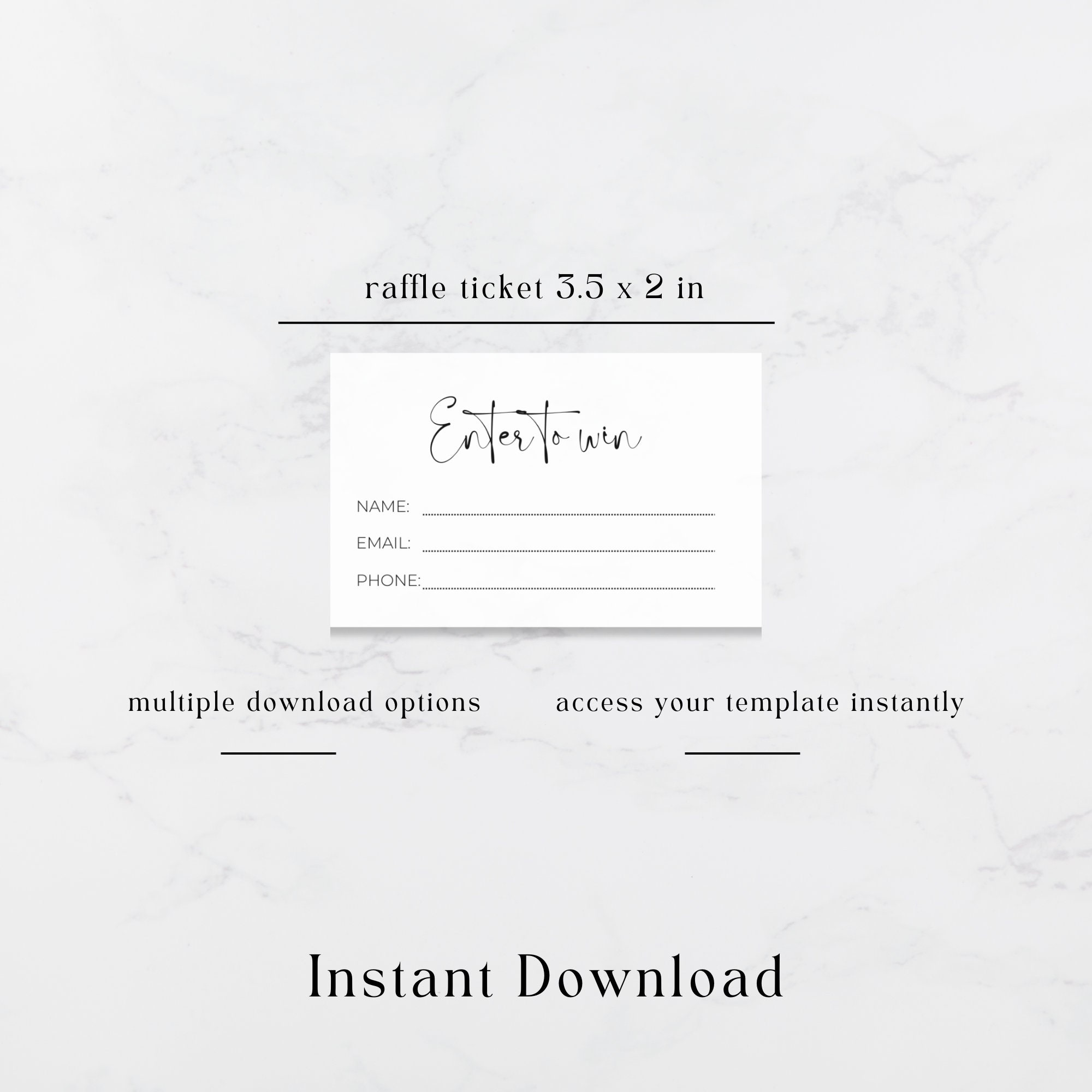 PRINTABLE Raffle Ticket Template, Enter to Win Giveaway, Personalized ...