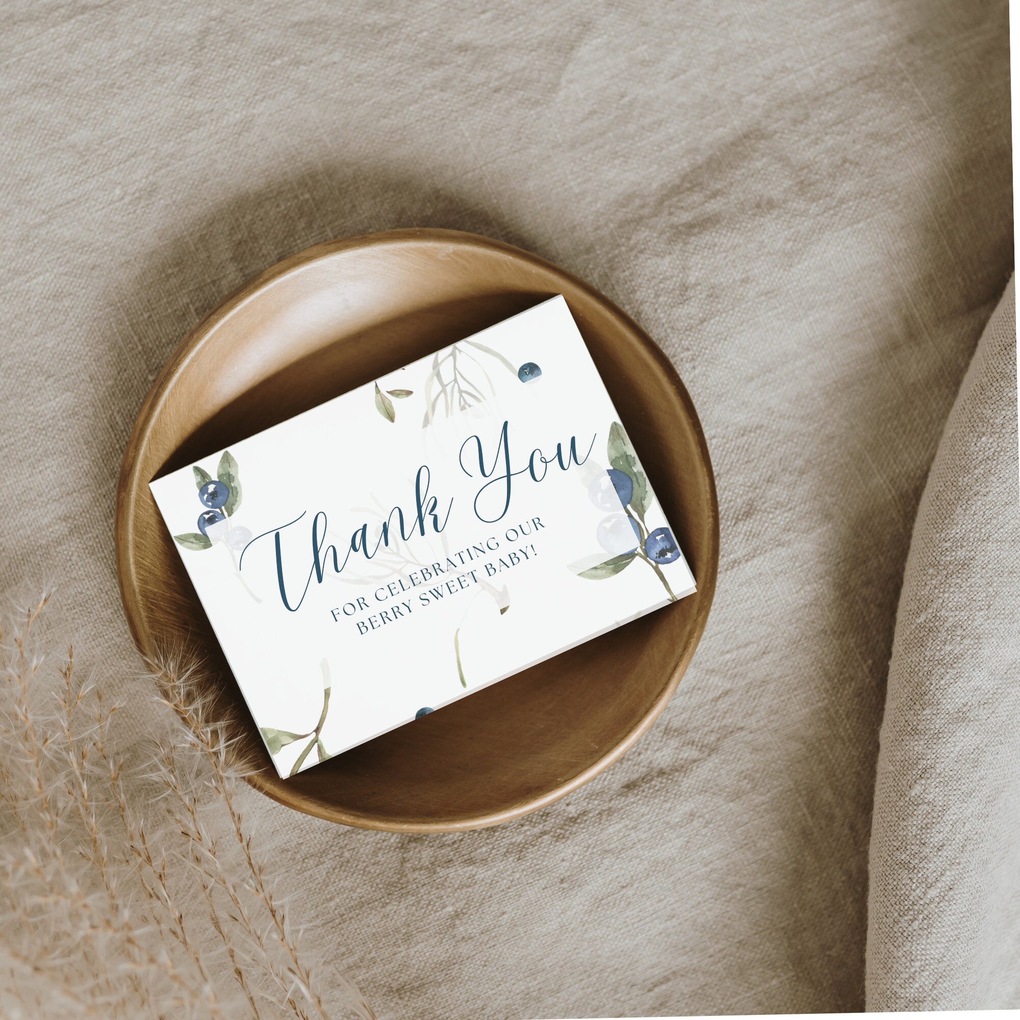 Blueberry Baby Shower Thank You Card, Printable Digital Download Berry ...