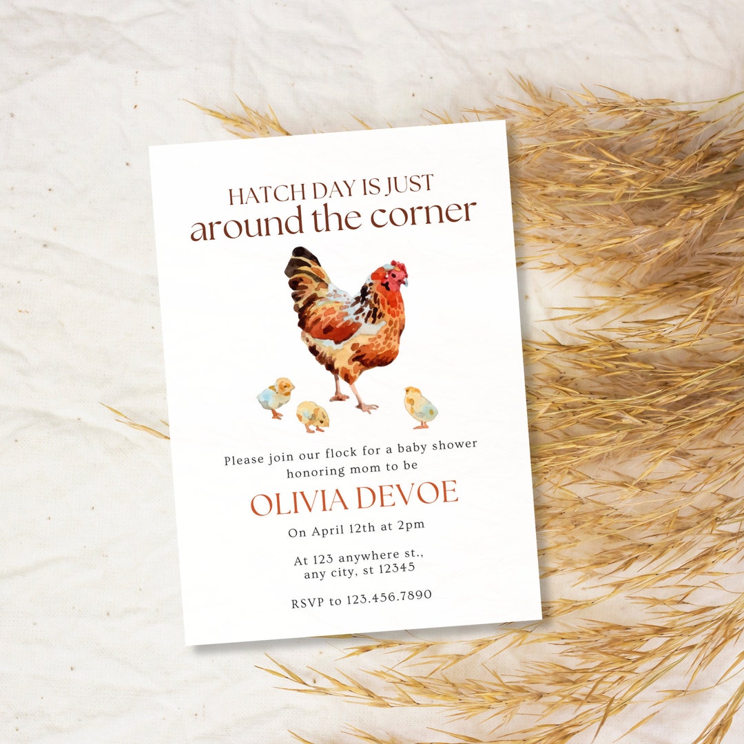 Chicken Invite, Editable Template, Chicken and Chicks, Ranch Stationary ...