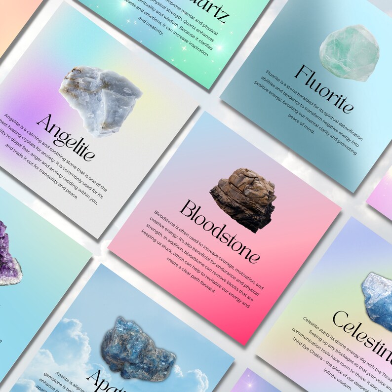 Editable Crystal Meaning Cards: Printable Gemstone Templates (digital ...