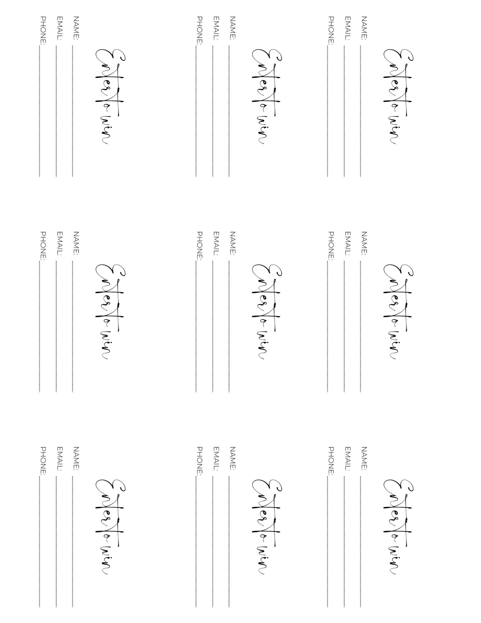 PRINTABLE Raffle Ticket Template, Enter to Win Giveaway, Personalized ...