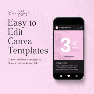 Editable Pink Social Media Launch Templates I Instagram Canva Template ...