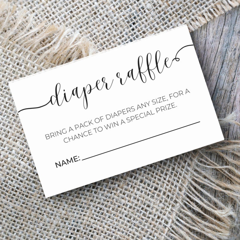 Printable Diaper Raffle Ticket, Instant Download, Baby Shower Games - Etsy